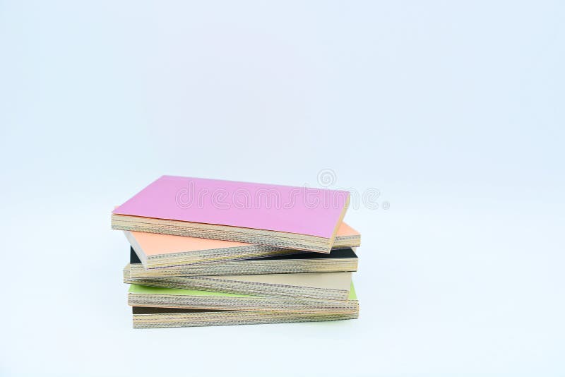 Notebooks are Stacked on the Shelf of the Cabinet Stock Photo - Image ...