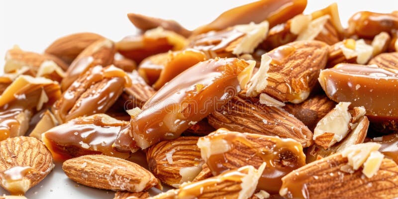 A Pile of Nuts Covered in Sweet and Sticky Caramel Sauce Stock Image ...