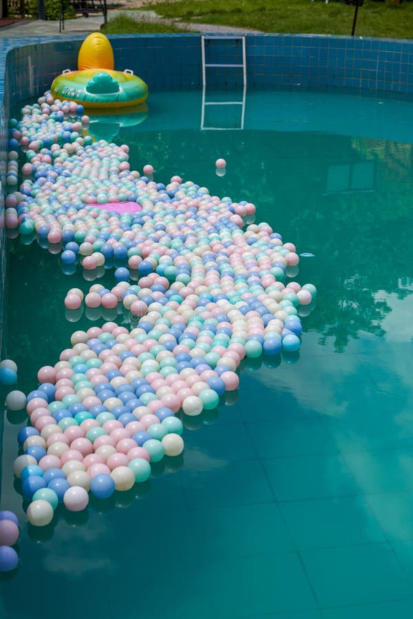 Pile of Ocean Balls in Swimming Pool Closeup Stock Photo - Image of ...