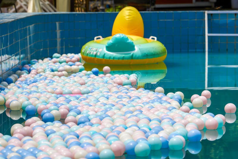 Pile of Ocean Balls in Swimming Pool Closeup Stock Photo - Image of ...