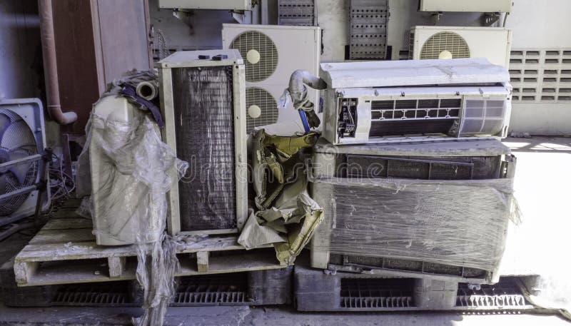 Pile of Old Air Conditioner Stock Photo - Image of industry, pollution ...