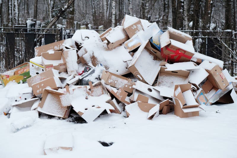 Boxes in the snow stock image. Image of winter, crates - 108776335
