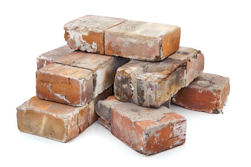Pile of Old Bricks Isolated on White Background Stock Illustration ...