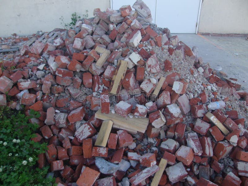 Pile of Old Bricks and Rubble 2 Stock Image - Image of plants, pile ...