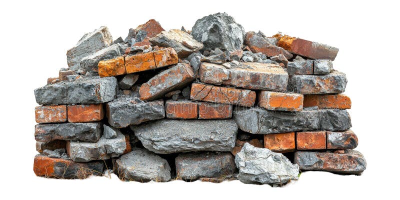 Pile of Old Bricks and Rubble Isolated on Transparent Background Stock ...