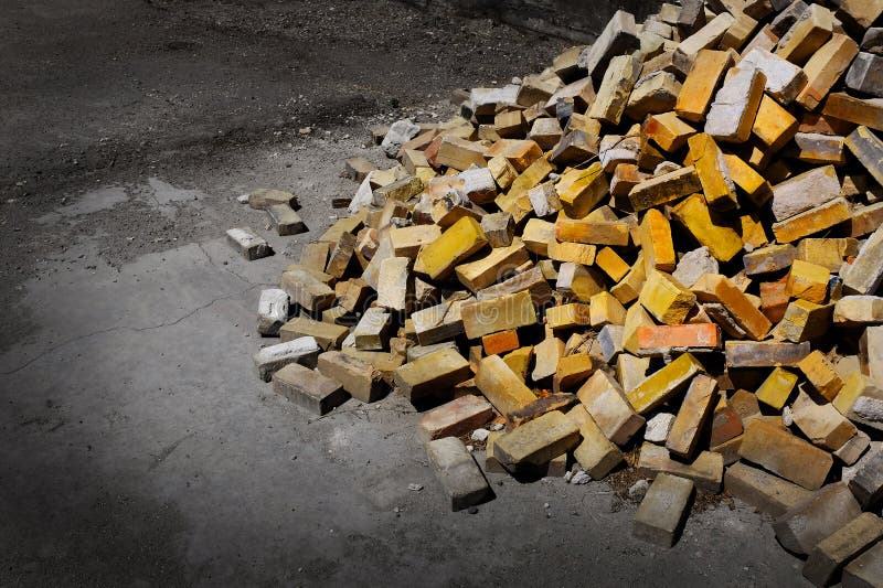Pile of Old Bricks in Urban Setting Construction Building Stock Photo ...