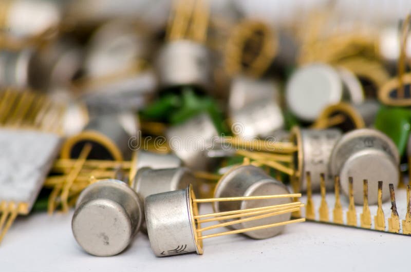 Pile of old capacitors stock photo. Image of component - 70132676