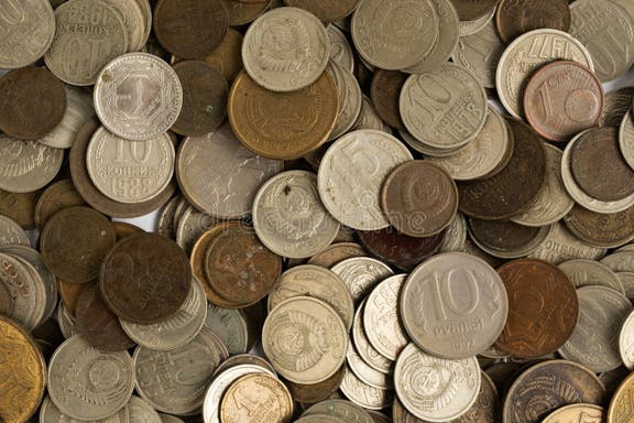 Pile of Old Coins. Background and Texture of Old Coins. Stock Photo ...
