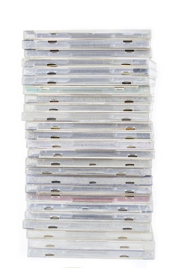 Pile of Old Compact Disc Box Cd or Dvd on White Background Isolated ...