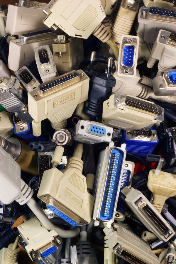 Pile of Old Computer Cables and Interface Connectors. Stock Photo ...