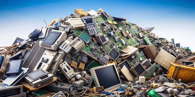 Pile of Old Computer and Electronics Waste in a Recycling Plant AI ...
