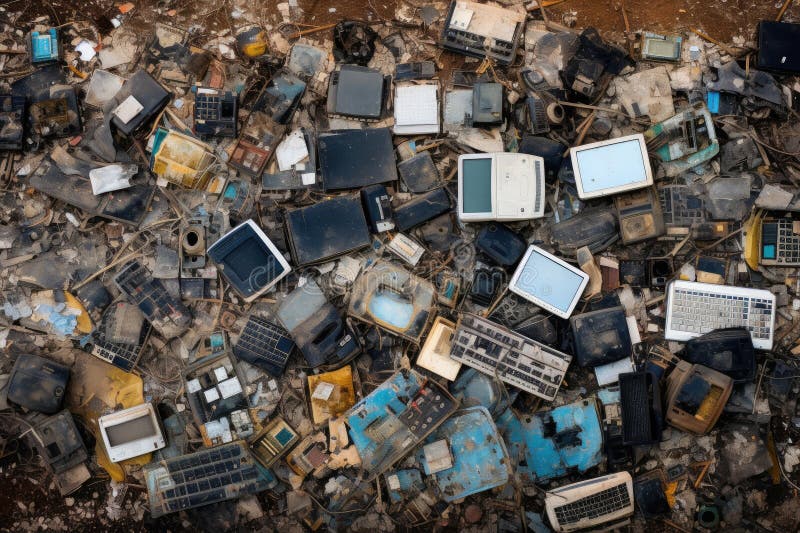 Pile of Old Computer Waste in a Landfill. Environmental Pollution ...