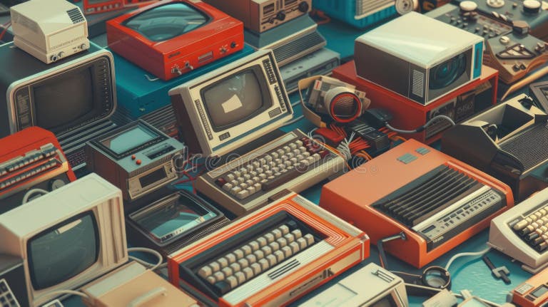A Pile of Old Computers and Electronic Devices. Suitable for Technology ...