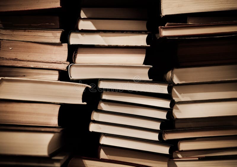 Pile of Old Dirty Books on Book Shelf Stock Image - Image of group ...