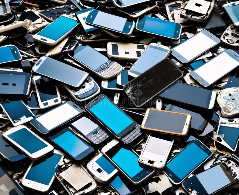 Pile of Old Discarted and Broken Outdated Mobile Phones. Stock ...