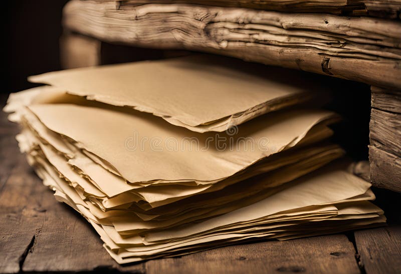 Pile of Old Documents and Paper Sheets in Dim Light Stock Illustration ...