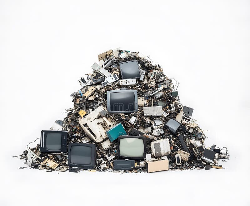 Pile of Old Electronic Devices. E Waste and Recycling Concept Stock ...