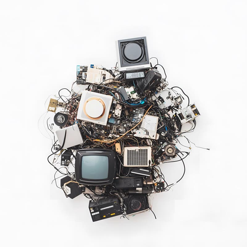 Pile of Old Electronic Devices. E Waste and Recycling Concept Stock ...