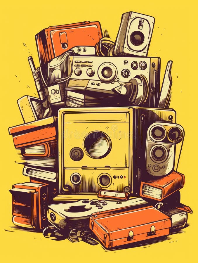 Pile of Old Electronics, Including Various Radios and TVs. these Items ...