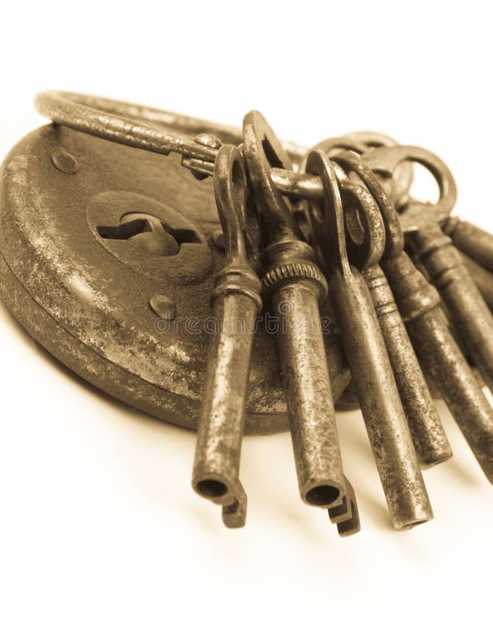 Pile of Old Keys and Lock stock image. Image of antique - 24189159