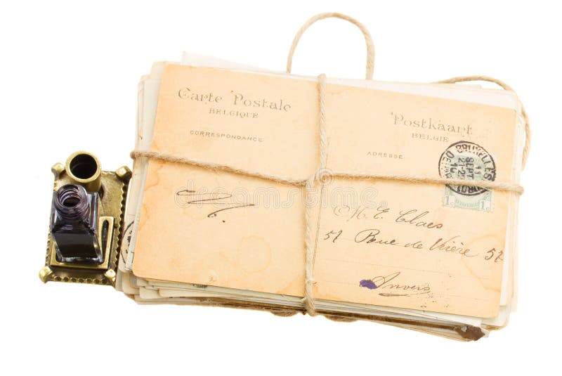 Pile of Old Mail and Aged Photos Stock Image - Image of card, isolated ...