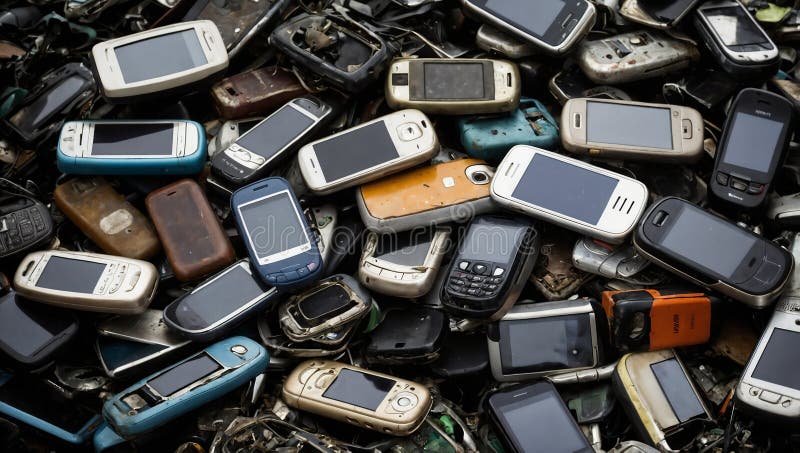Pile of Old Mobile Phones, Recycling Stock Photo - Image of screen ...