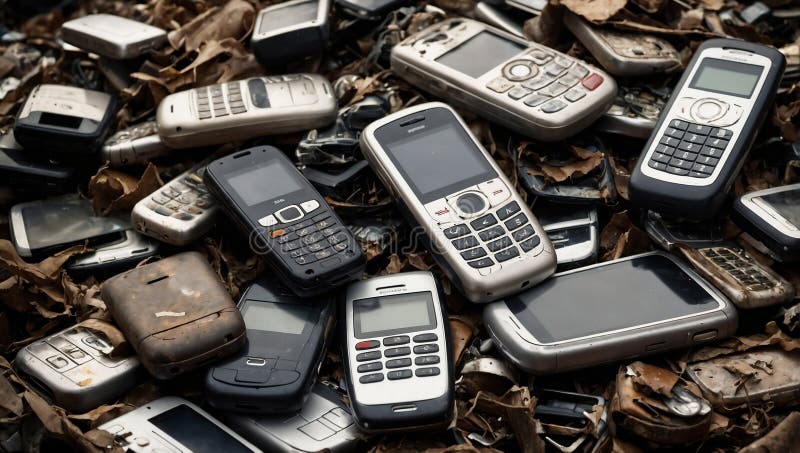 Pile of Old Mobile Phones, Recycling Stock Illustration - Illustration ...