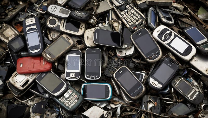 Pile of Old Mobile Phones, Recycling Stock Illustration - Illustration ...