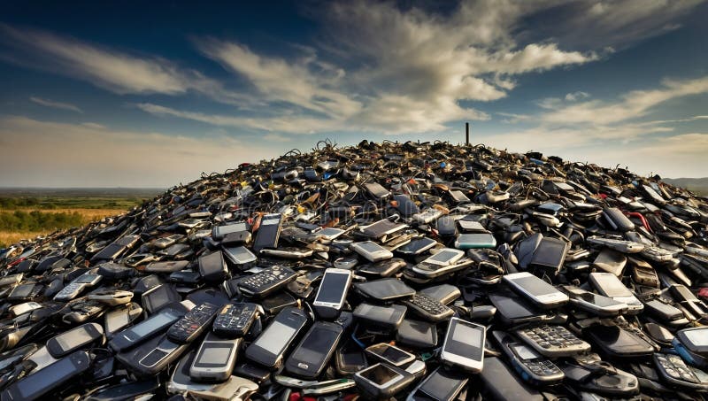 Pile of Old Mobile Phones, Recycling Stock Illustration - Illustration ...