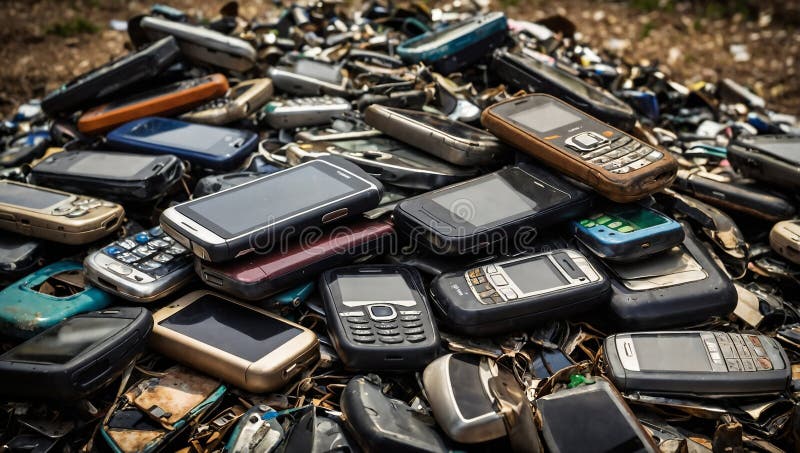 Pile of Old Mobile Phones, Recycling Stock Illustration - Illustration ...