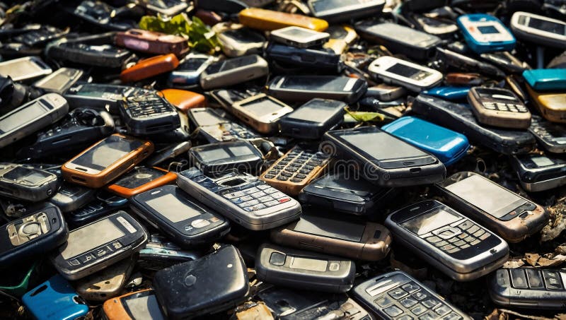 Pile of Old Mobile Phones, Recycling Stock Illustration - Illustration ...
