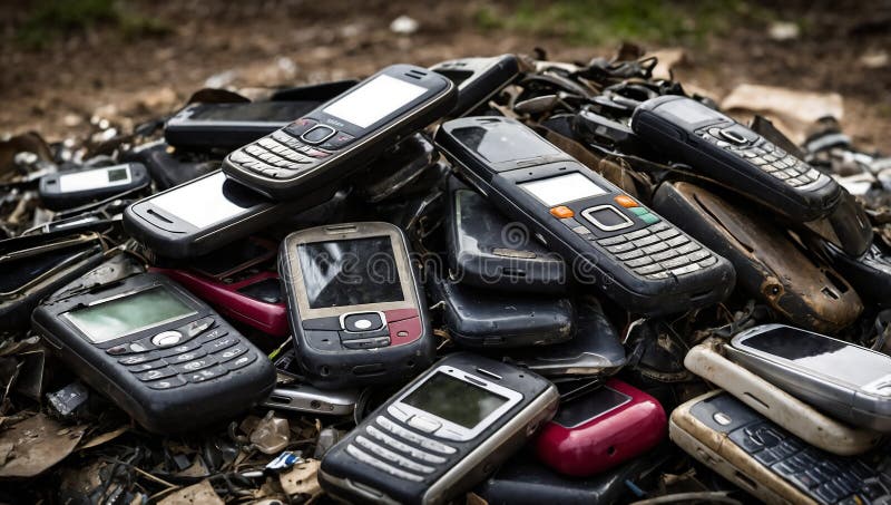 Pile of Old Mobile Phones, Recycling Stock Illustration - Illustration ...