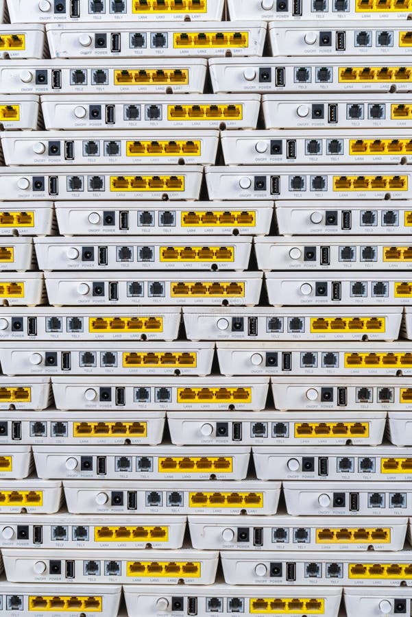 Stack of Old Network Device, Internet Wifi Router and Modem, Electronic ...