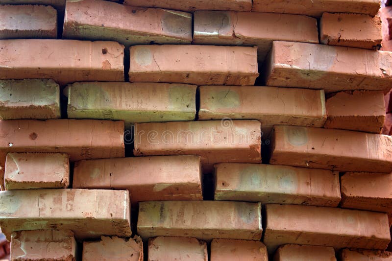 Pile of Old Red Bricks, Close Up Front View Stock Photo - Image of wall ...