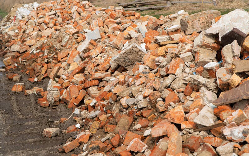 Pile of Old Red Bricks. a Pile of Stones Stock Image - Image of ruin ...