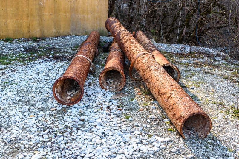 Pile of Old Rusty Round Metal Industrial Pipe Stock Image - Image of ...