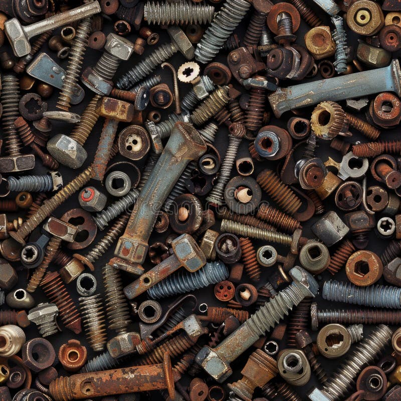 A Pile of Old Rusty Screws and Nuts, Perfect for Industrial Concepts ...
