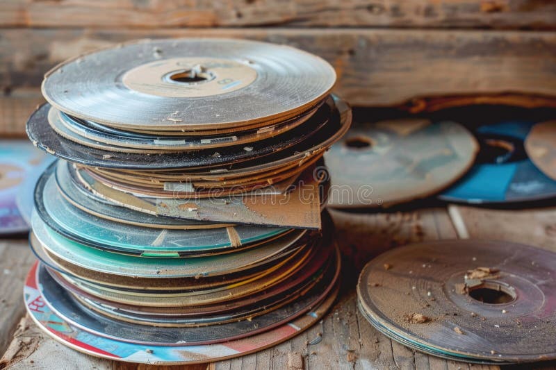 Pile of Old and Scratched CDs and DVDs in Various Conditions ...