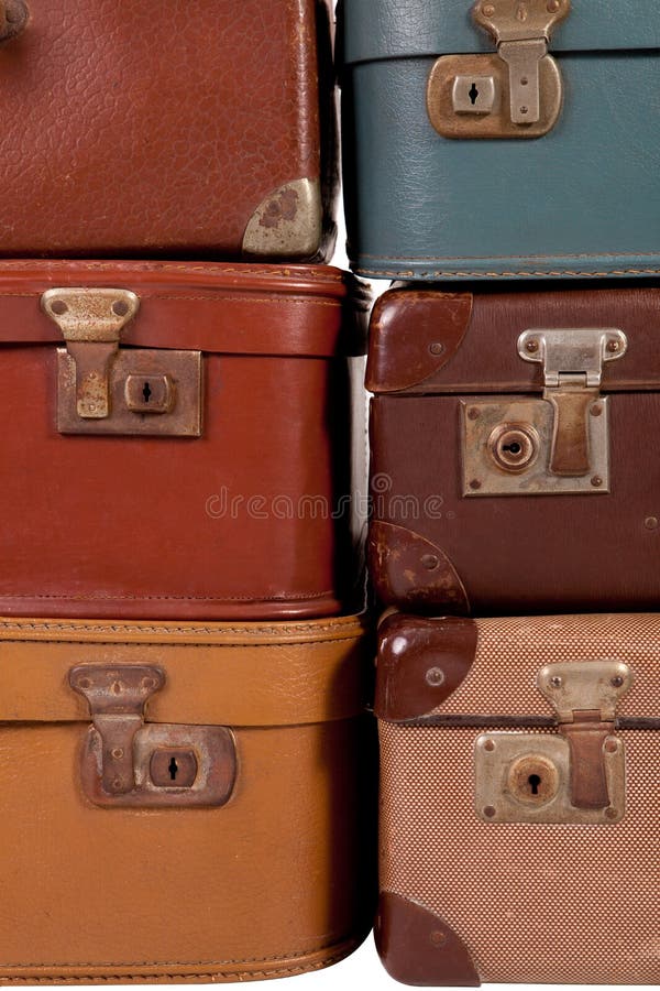 Pile of vintage luggage stock photo. Image of isolated - 17954600
