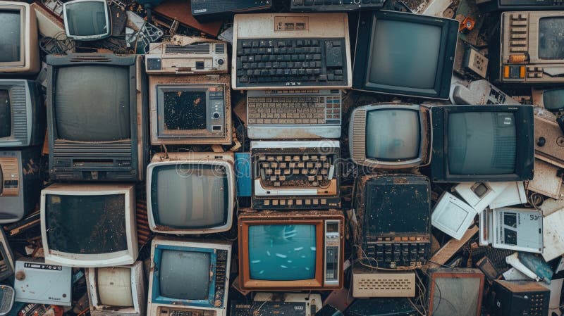 A Pile of Old Televisions and Computers, Suitable for Technology ...