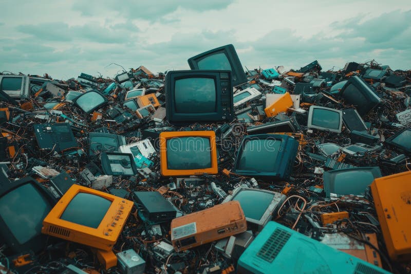 Pile of Old Televisions in E-Waste Dump Stock Image - Image of disposal ...