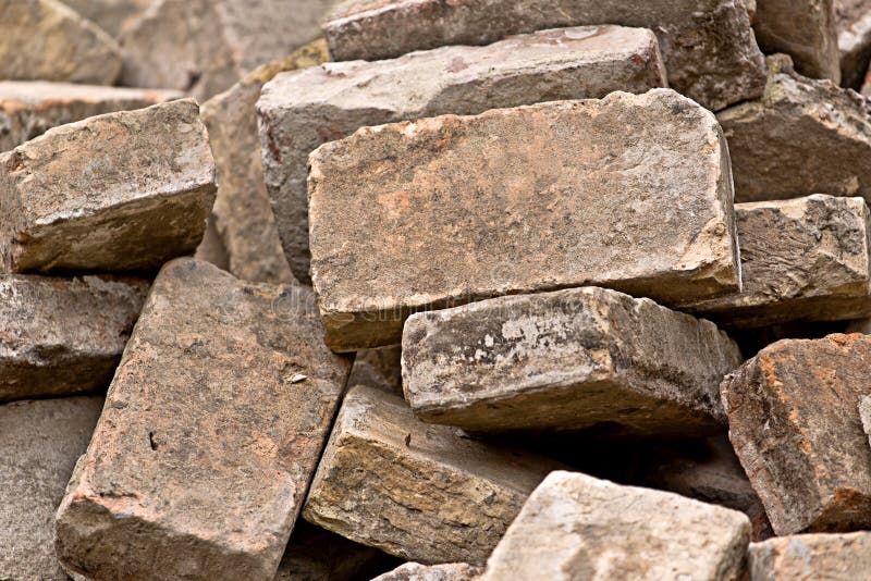 Pile of Old Used Bricks As Construction Material Stock Photo - Image of ...