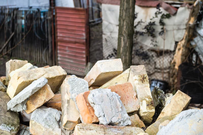 A Pile of Old Bricks Near the Plot Stock Image - Image of heap ...