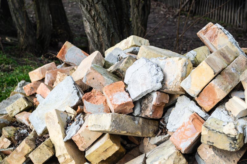 A Pile of Old Bricks Near the Plot Stock Photo - Image of build, brown ...