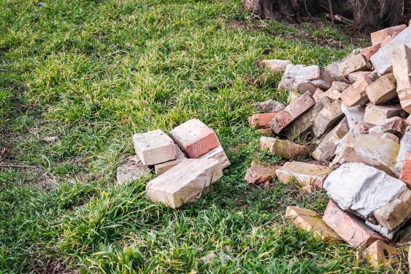 A Pile of Old Bricks Near the Plot Stock Photo - Image of group ...