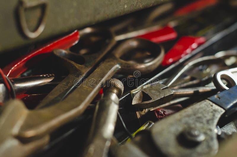 A Pile of Old Wrenches in the Toolbox Stock Photo - Image of hanging ...