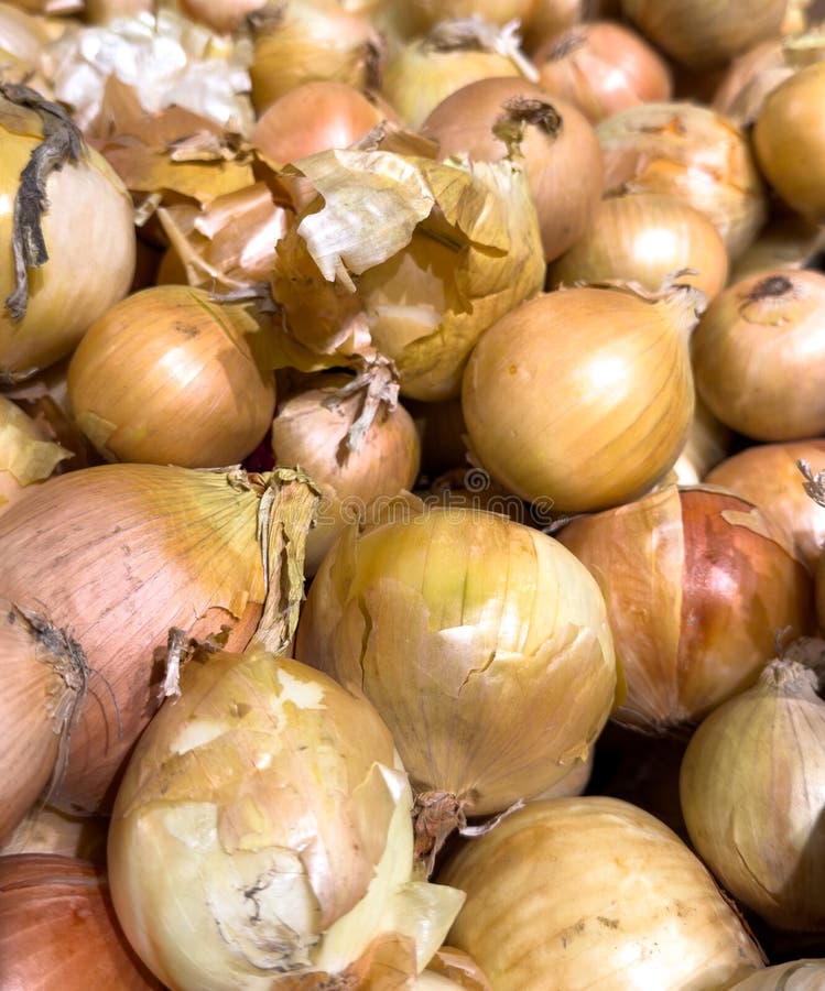 A Pile of Onions with Some of Them Peeled Stock Image - Image of market ...