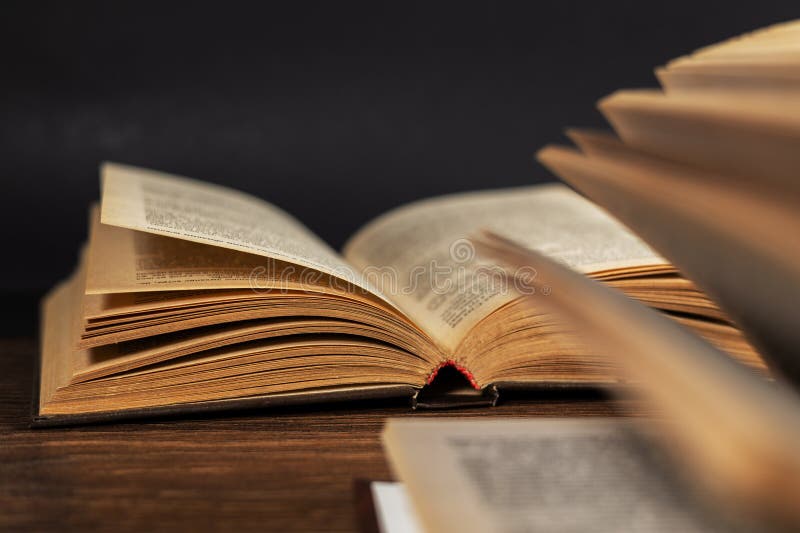 Pile of Open Books on the Table in Library Stock Photo - Image of studying, study: 358328954