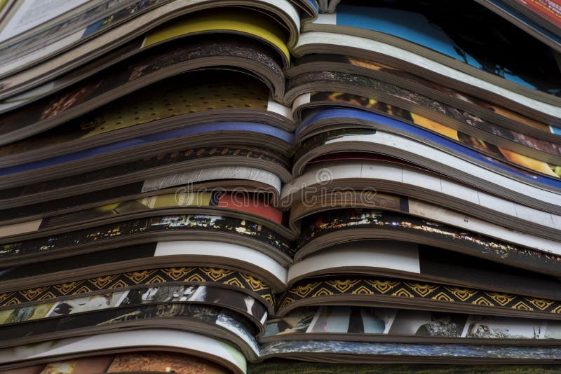 Pile of Open Magazines without Texts Seen from the Side Stock Image ...