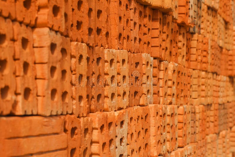 Pile of Orange Bricks for Pattern and Construction Stock Photo - Image ...